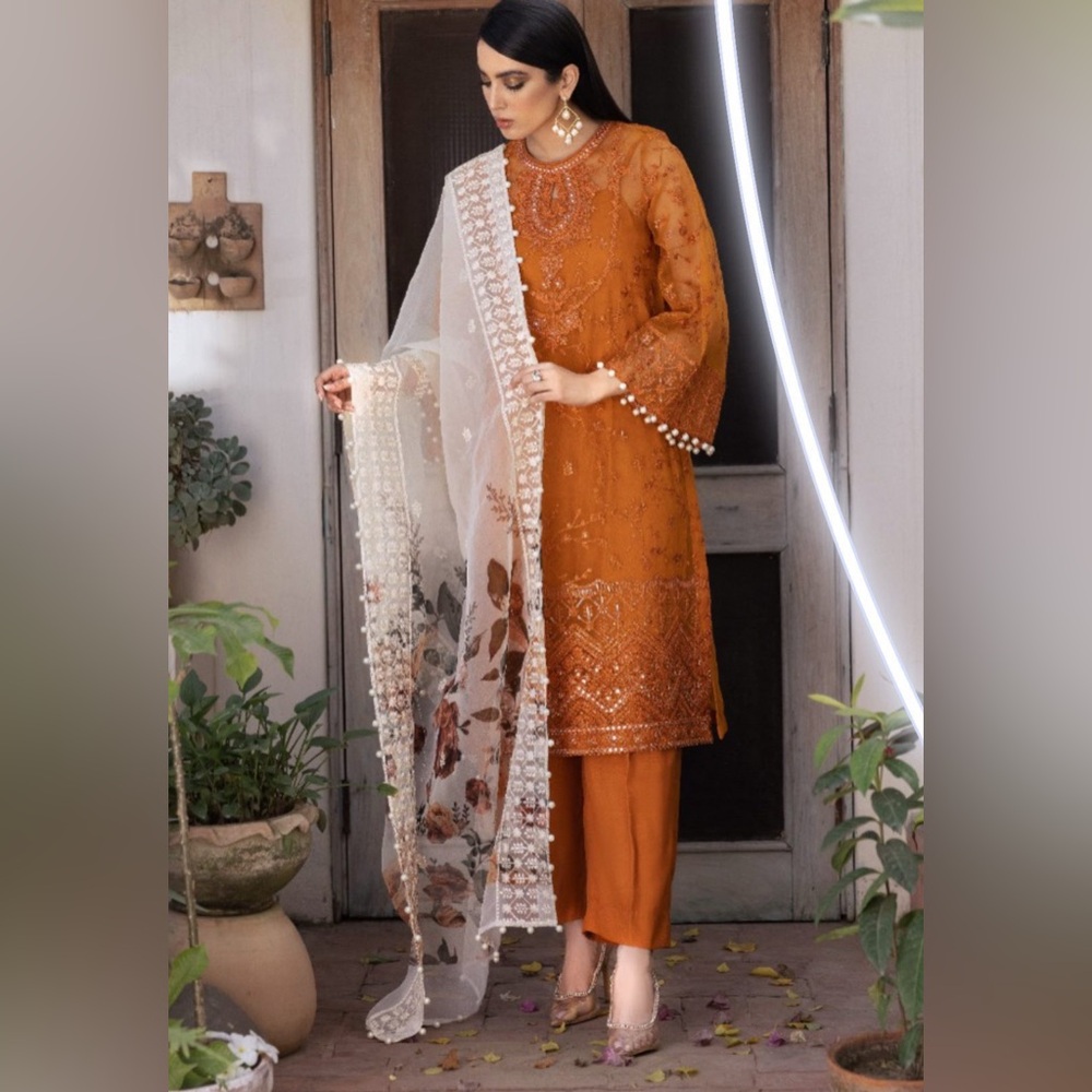 Pakistani Clothes- Cross Stitch 3 Piece Festive Outfit - Gem